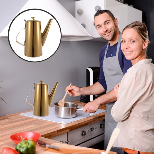 Kitchen Oil Kettle Olive Dispenser Metal Leakproof Pot Cooking ...