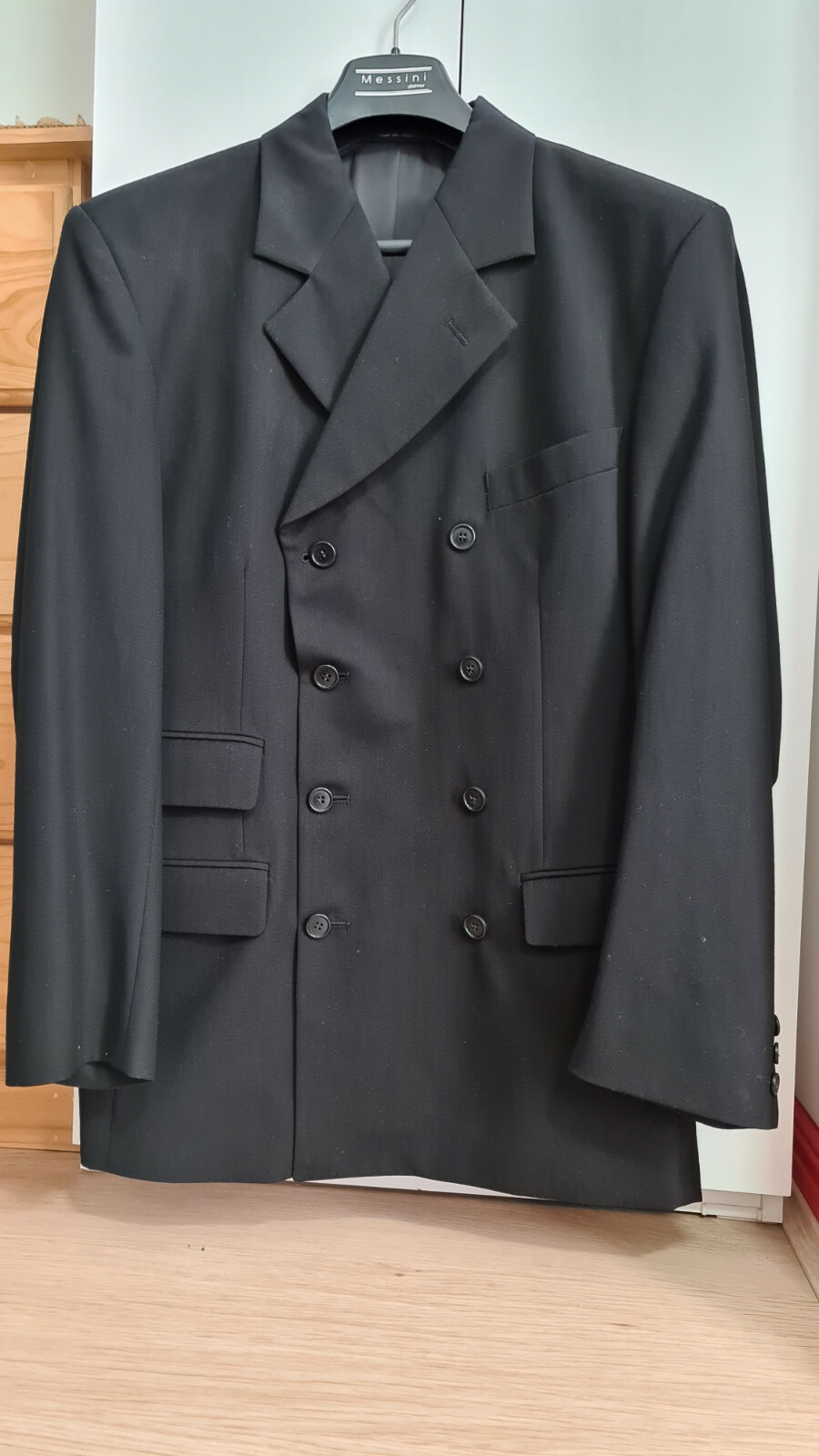 STUNNING GANGSTA $895 MESSINI BLACK Double-Breasted SUIT (38R) - As NEW ...