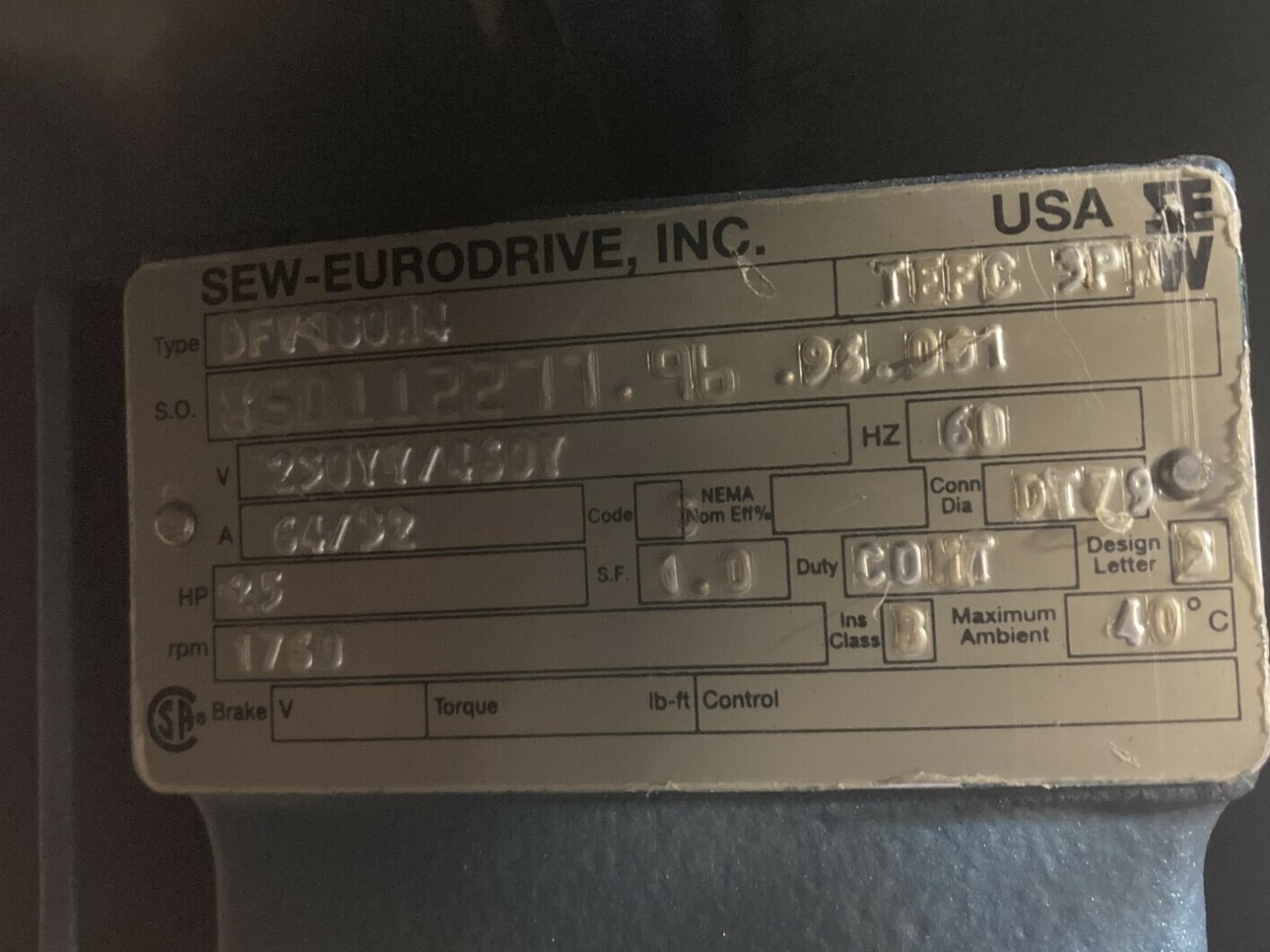 Sew-Eurodrive Mobilgear 630 Motor & Gearbox 101.62:1 25hp 1760rpm ...