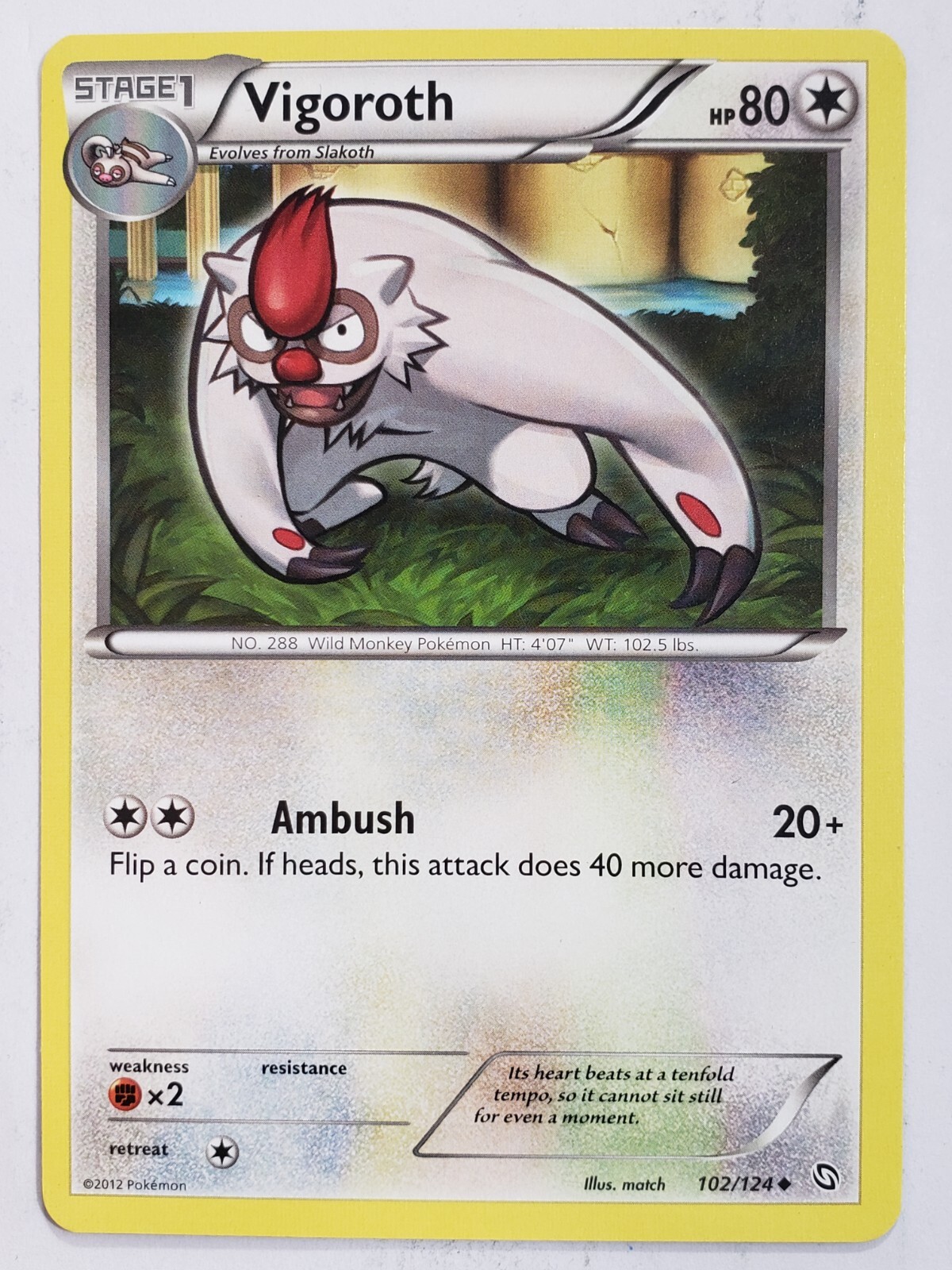 Vigoroth 102/124 VLP / NM - Dragons Exalted Pokemon Card - $2 Combined ...