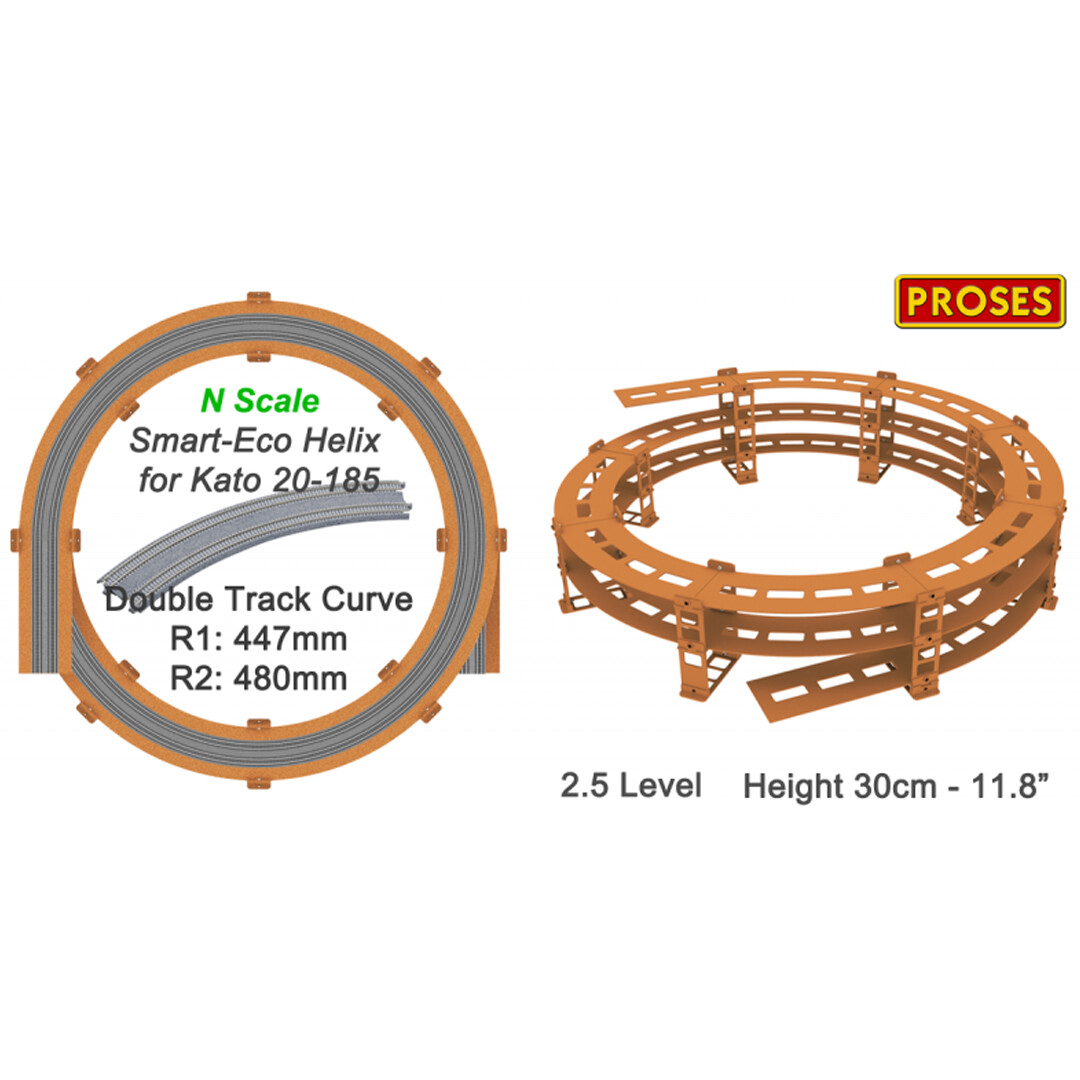 PROSES Smart Eco Helix for KATO 20-185 Double Tracks 2.5 Levels N Scale ...