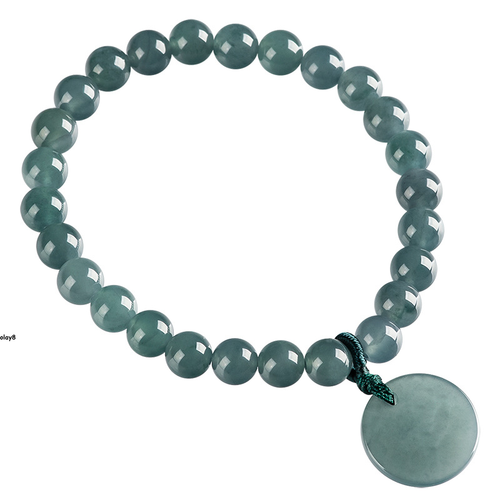 Real Grade A Natural Blue Jade Jadeite Women Lucky 6.5mm Smooth Beads ...