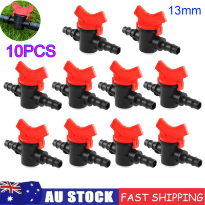 10PK 13mm Barb End Plastic Shut Off Ball Valve Close Tap Handle Water ...