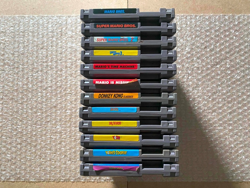 LOT OF 12 Mario NES Games (Bros 1 2 3 Arcade Time Missing Wario ...