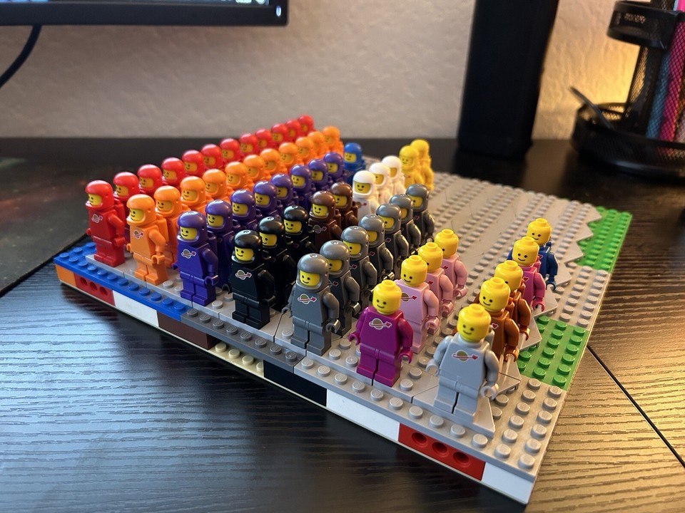 Dark Bluish Gray Classic Spaceman Minifigure w/ non-fading logo (custom ...