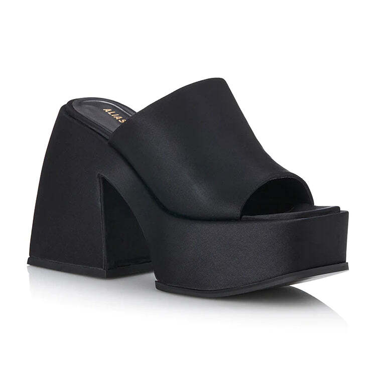 NEW Alias Mae ALIAS MAE Womens Lydia Platform Mules - Black Satin ...