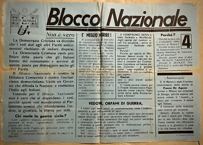 Block National- P. L.I Poster Original Propaganda Political - 1948 ...