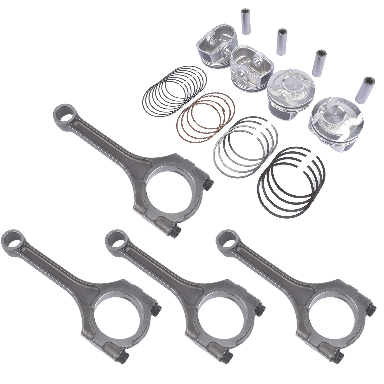 Set of 4 Connecting Rod & Piston Kit For Hyundai Accent Kia Rio 1.6L ...