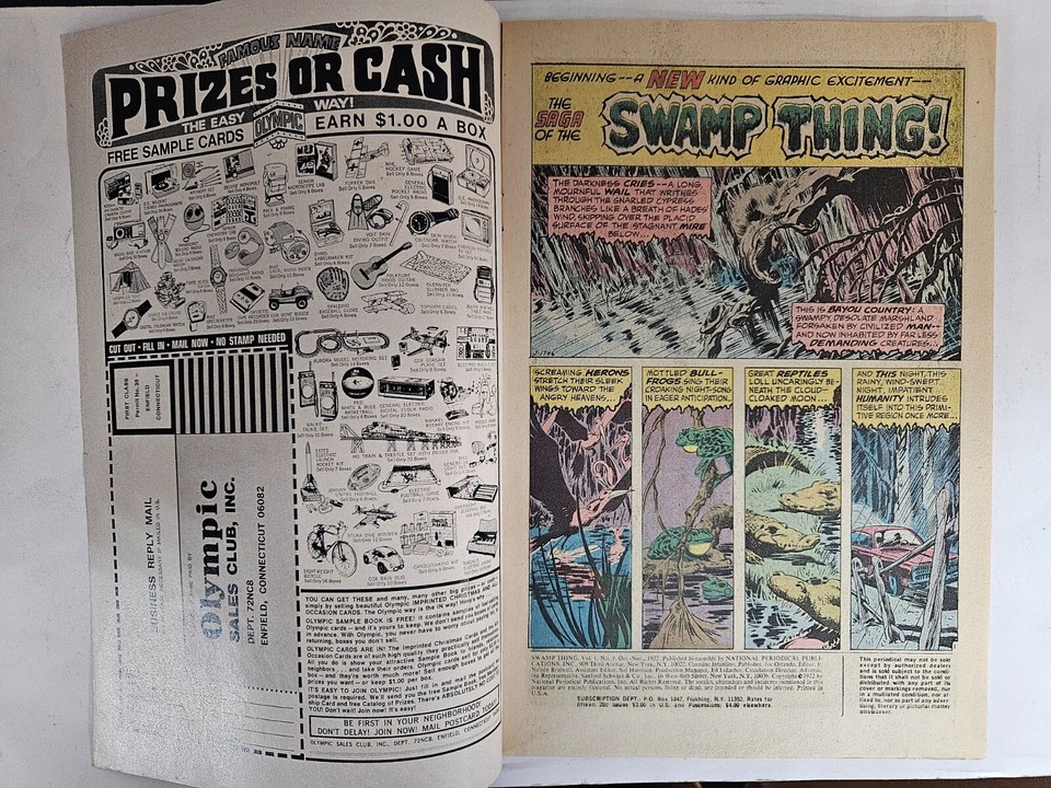 Swamp Thing #1 Origin and 1st App Alec and Linda Holland DC Comics 1972 ...