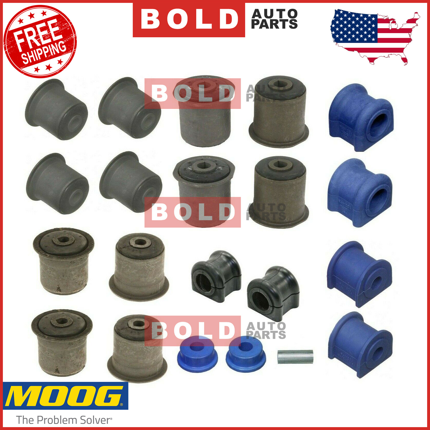 MOOG Front & Rear Control Arm Bushings & Sway Bar Bushings Kit For Jeep ...