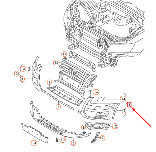 NEW AUDI Q5 8R FRONT BUMPER RIGHT PRIMED COVER 8R0807108CGRU OEM | eBay