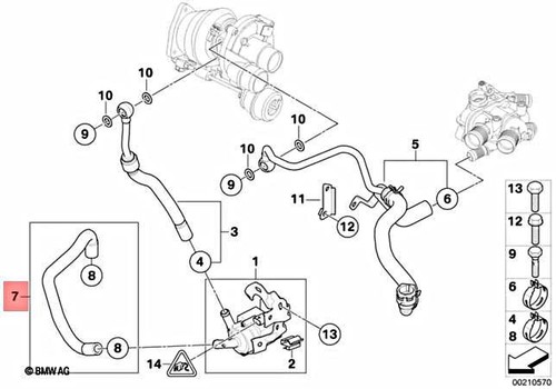 Genuine BMW R55 R55N R56 R56N R57 Turbocharger Coolant Hose OEM ...