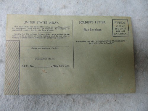 WWII US Army Envelope Soldier's Blue Letter Mail Free Postage WW2 | eBay