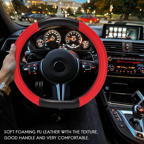 D Shape Car Steering Wheel Cover Carbon Fiber Pattern With PU Leather ...