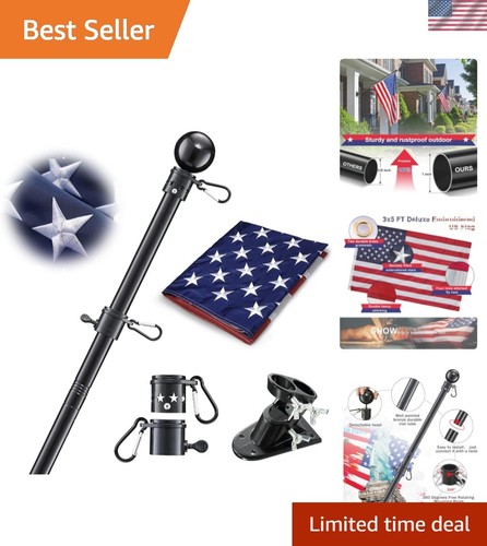 Sturdy Stainless Steel Flag Pole with 3x5ft Luxury American Flag for ...