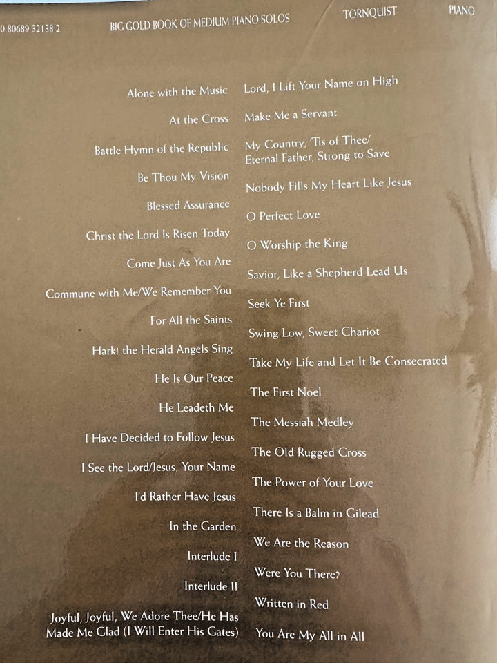 Big Gold Book of Medium Difficult Piano Solos by Word Music 2000 NICE ...