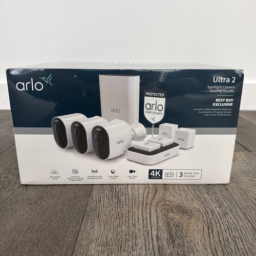 Arlo Ultra 2 4K Spotlight 3 Cameras + Dual Charging Station Security Bundle | eBay