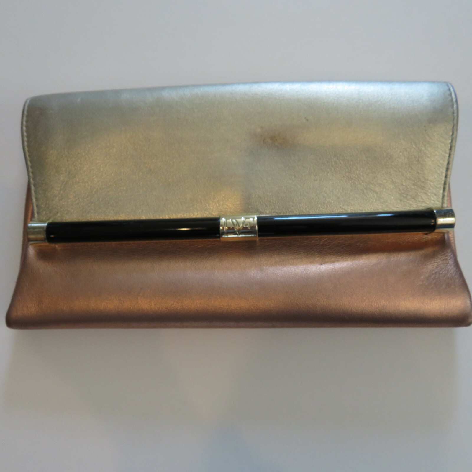 DVF Diane von Furstenberg Rose Gold & Gold 2 tone Leather Envelope ...