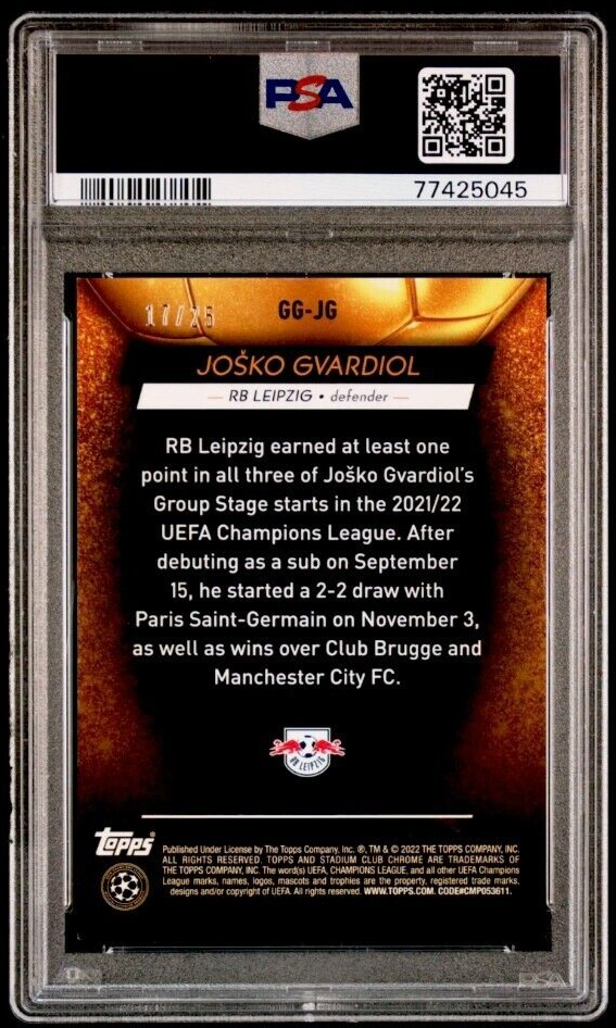 2021-22 Josko Gvardiol Topps Stadium Club Chrome Orange Rookie Card 17/ ...