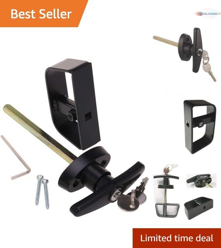T-Handle Shed Door Lock Alloy Steel 6½" Weather Resistant Garage Latch ...