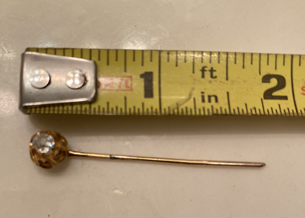 Antique 18k 10k Gold Mine Cut Diamond Stick Pin Cool … - Gem