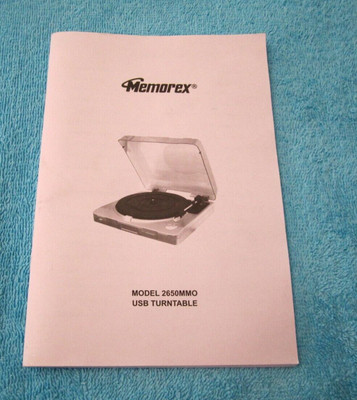 MEMOREX MODEL 2650MMO USB TURNTABLE MANUAL | eBay
