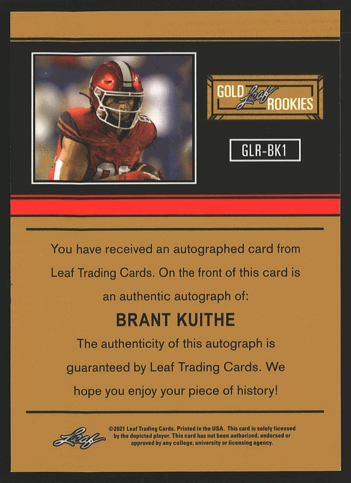 2021 Leaf Memories: 1991 Base Autographs Bronze #GLR-BK1 Brant Kuithe ...