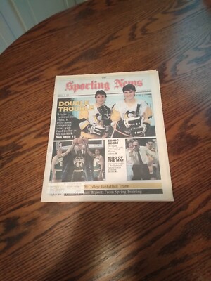 MARCH 14,1988-THE SPORTING NEWS-MARIO LEMIEUX & PAUL COFFEY OF THE ...