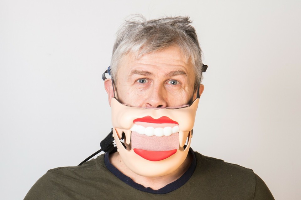 Ventriloquist Mask - Large Comedy Teeth - Funny Moving Mouth Half Face ...