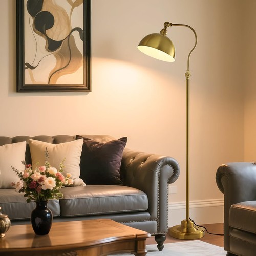 Bright LED Gold Reading Floor Lamp with Remote Control and Bluetooth ...