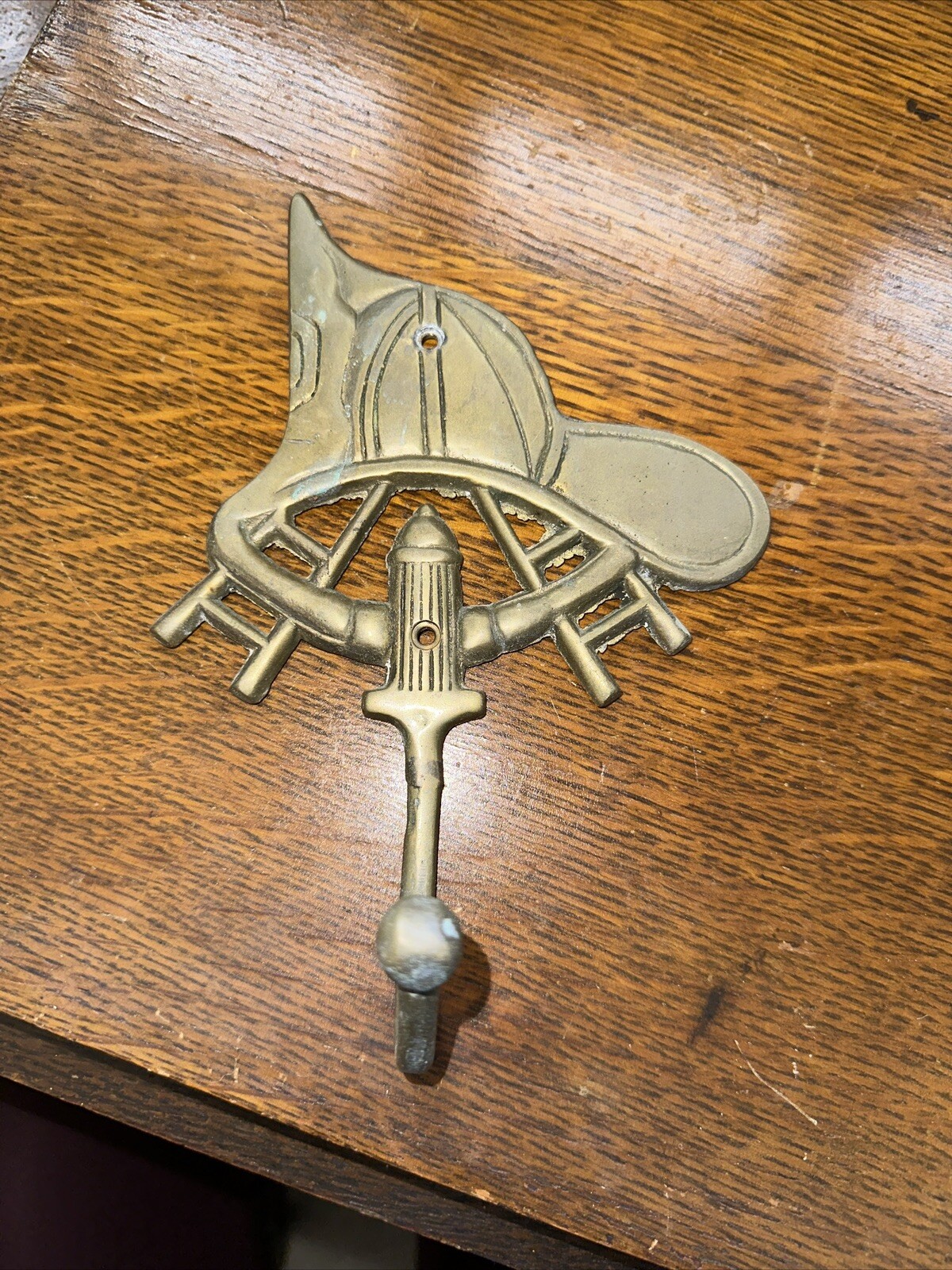 Vintage 8" High Penco Brass Fireman Helmet Ladder Hydrant Wall Hang ...