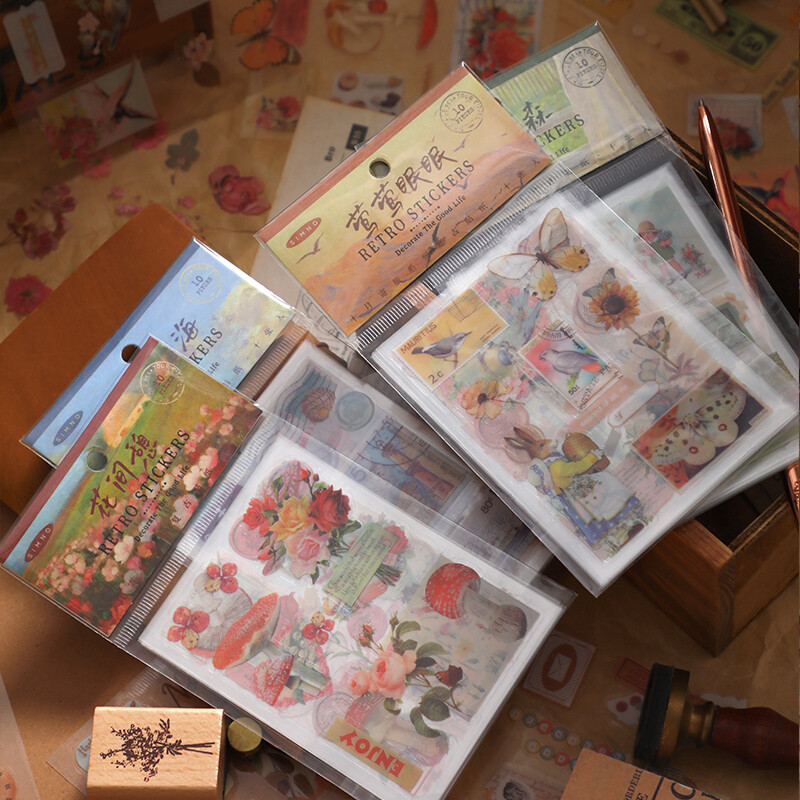 retro scrapbooking colour theme transparent sticker set journaling ...