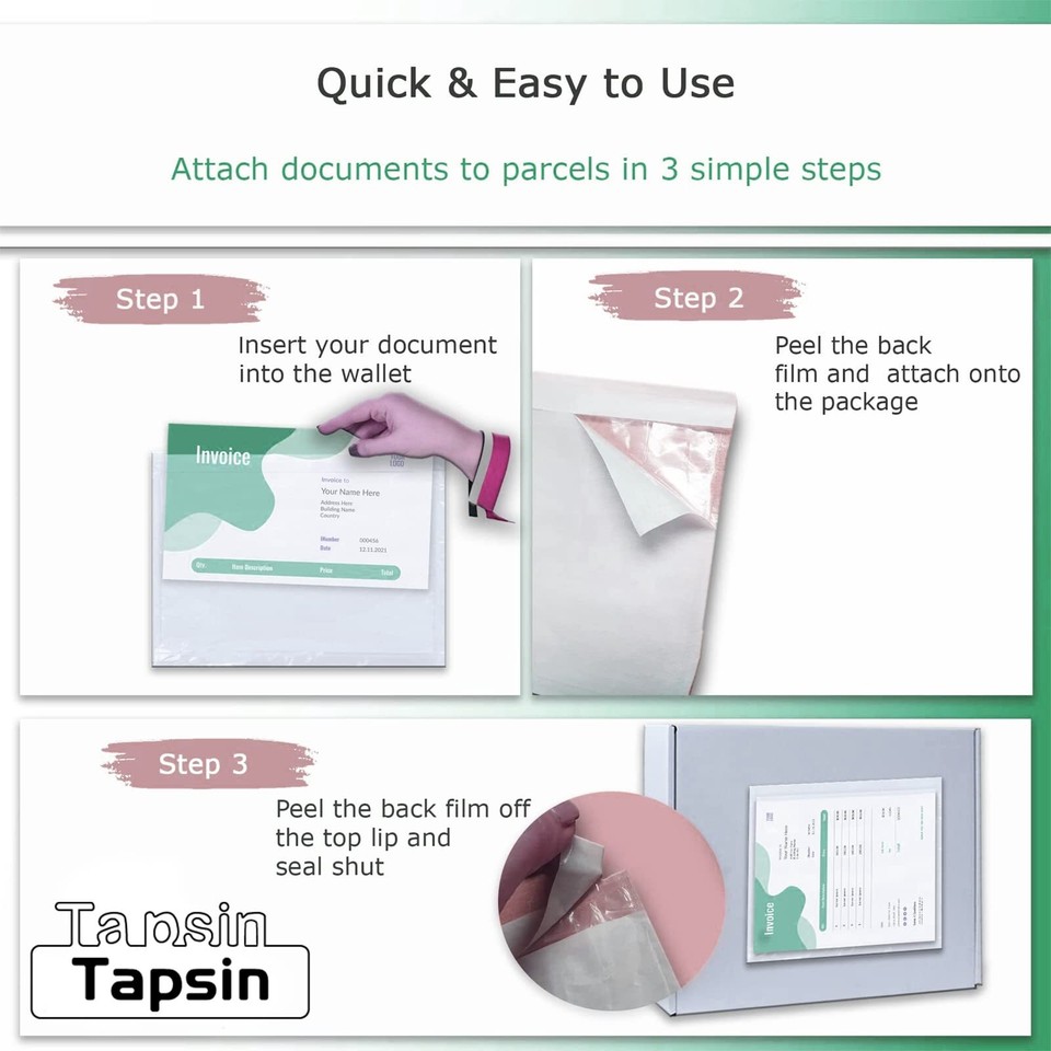 Packing List Pouches, Shipping Label Envelopes Clear Adhesive Top ...