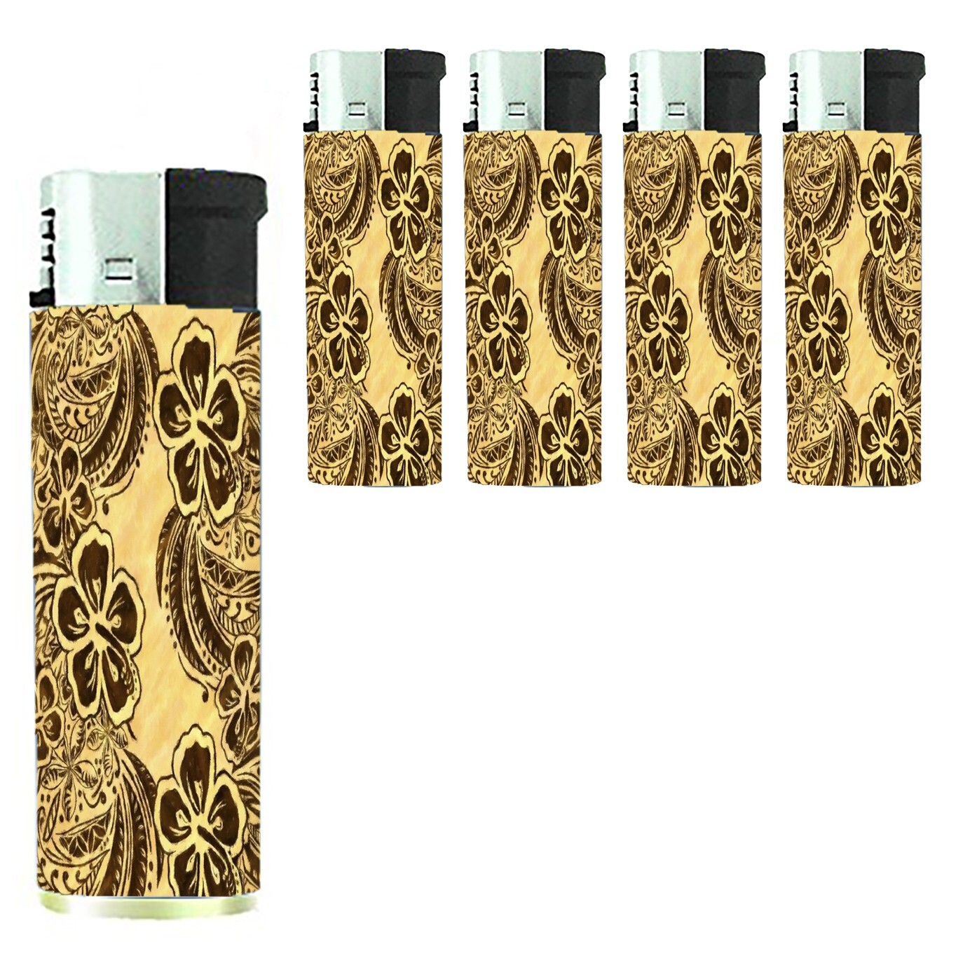 Tropical Hibiscus Plumeria Set of 5 Beachy Design Electronic Butane ...