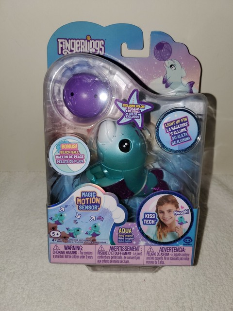 Fingerlings Aqua Baby Dolphin With Light up Fin Bonus Beach Ball NOC ...