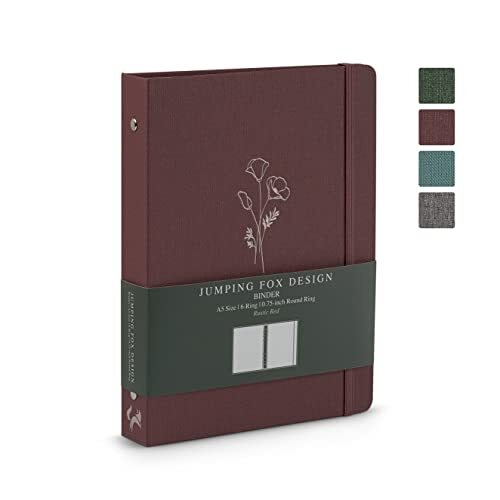 Jumping Fox Design Linen Fabric 6 Ring A5 Binder 0.75 Inch Small Binder ...