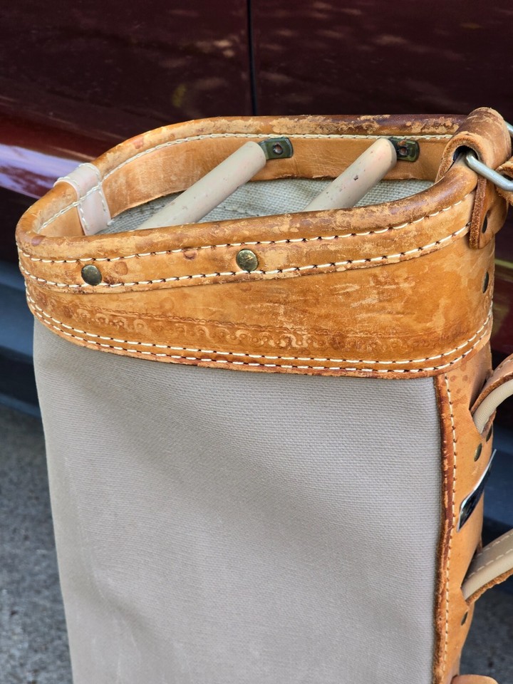 Vintage Ben Hogan Golf Bag Canvas & Tooled Leather | eBay