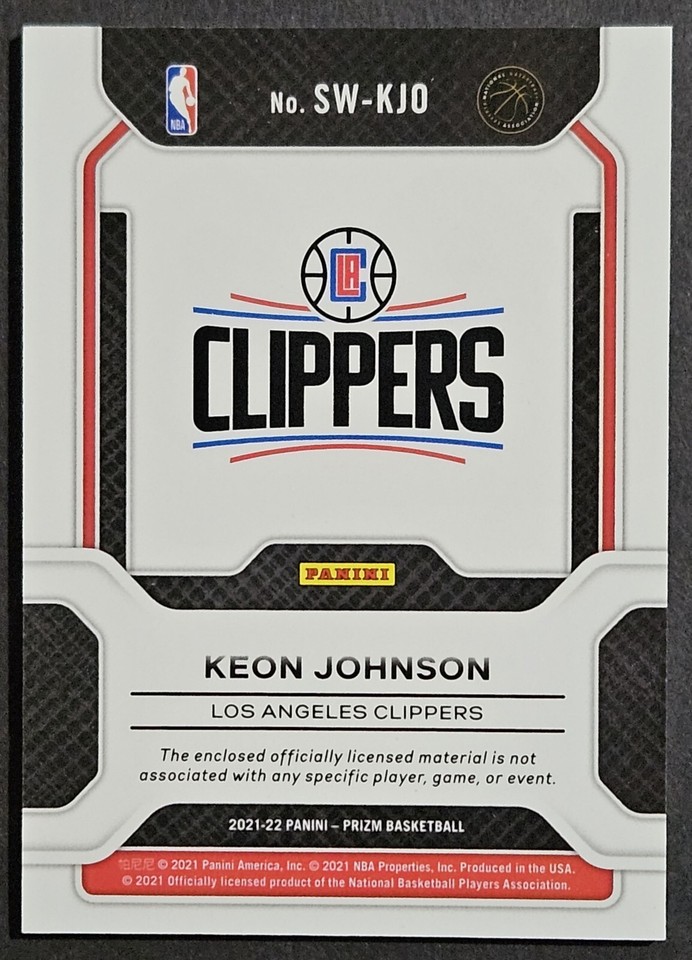 2021-22 Panini Prizm Sensational Swatches #SW-KJ0 Keon Johnson Rookie ...