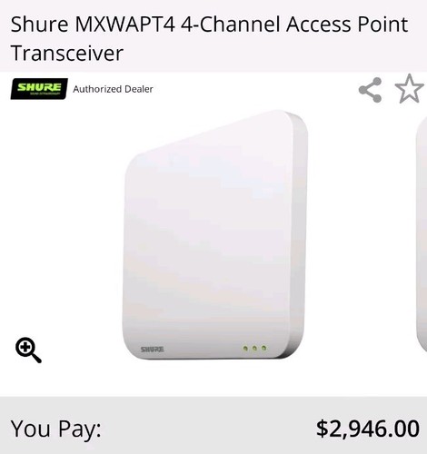 Shure MXWAPT4 4-Channel Access Point Transceiver | eBay