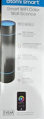 atomi smart Smart Wall Lights 12-in H Black Integrated LED Outdoor Wall ...