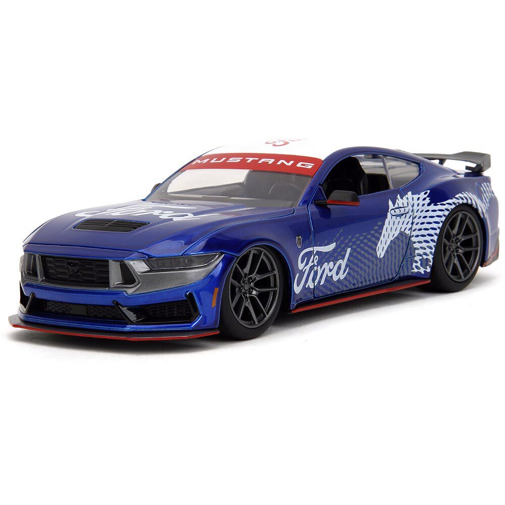 1 24 2024 Ford Mustang GT Dark Horse Die-Cast Car Blue with White Top ...