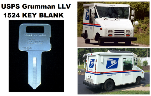 1524 GRUMMAN LLV KEY BLANK for USPS Mail Delivery Truck Ignition Doors ...