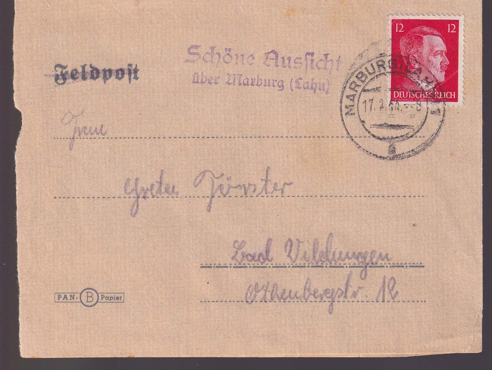 German Reich, Mi. 788, Postst. II, Beautiful Aussicht Ü Marburg / Lahn ...