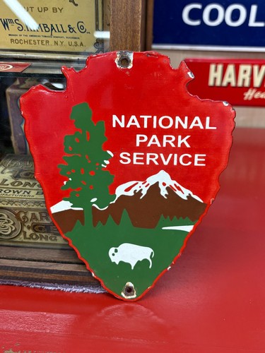 VINTAGE "NATIONAL PARK SERVICE" PORCELAIN GATE/RANGER STATION SIGN, (7 ...