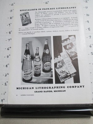 magazine ad 1935 MICHIGAN Litho Grand Rapids MI Keck ginger ale Higrade ...