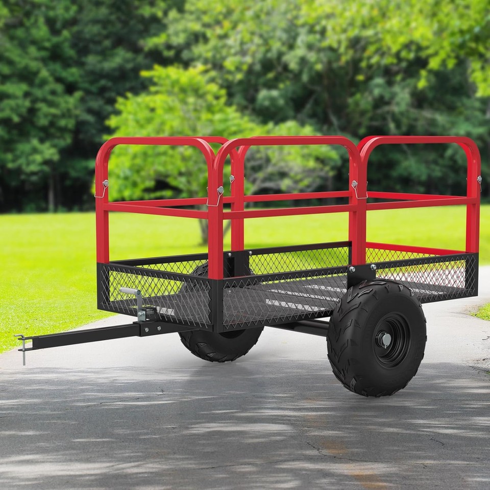 For ATV/UTV Heavy Duty Utility Cart Cargo Trailer Pull Behind Dump Cart ...