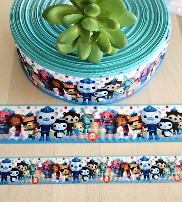 7/8 & 1.5" (1 YD) Octonauts Grosgrain Ribbon Captain Barnecles Kwazii ...