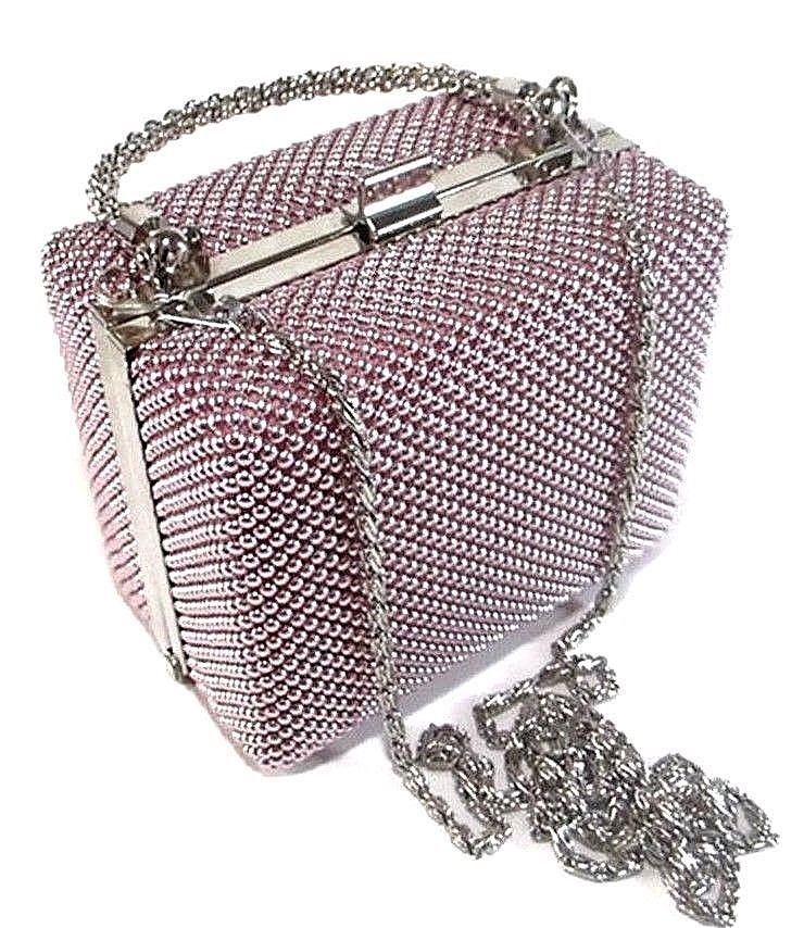 XX-Small Metal Beaded Mesh Evening clutch purse with Shoulder strap and ...