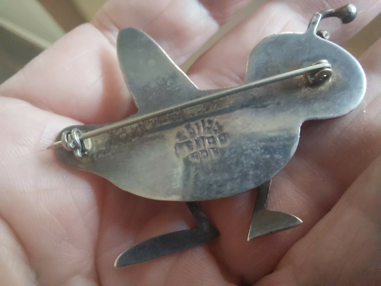 Vintage Sterling Mexican Bug Pin- signed - Gem