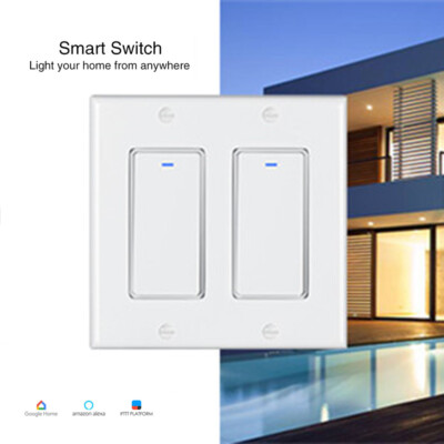 WIFI Smart Switch 2/3 Gang In-Wall Light Remote Switch For Alexa Google ...